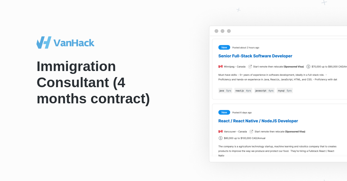 Immigration Consultant (4 months contract) - VanHack